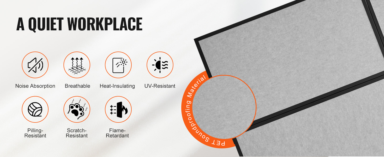 VEVOR Acoustic Room Divider 72" x 66" Office Partition Panel 2 Pack ...