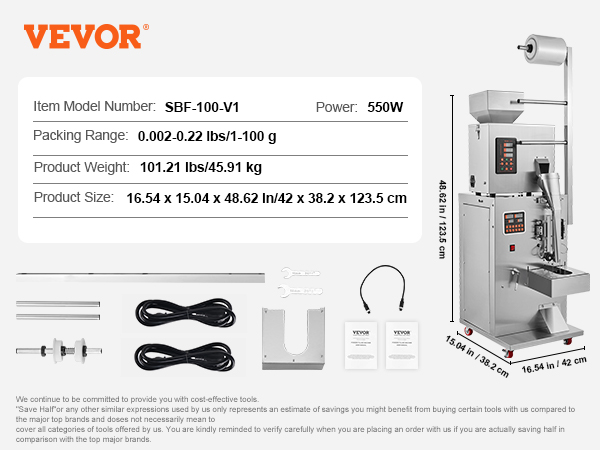 VEVOR Automatic Particle Packaging Machine, 0.002-0.22lbs/1-100g, Multi ...