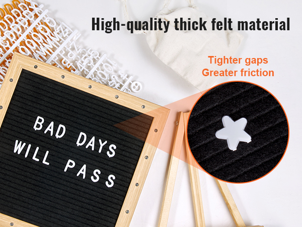 VEVOR Black Felt Letter Board, 10"x10" Felt Message Board, Changeable ...