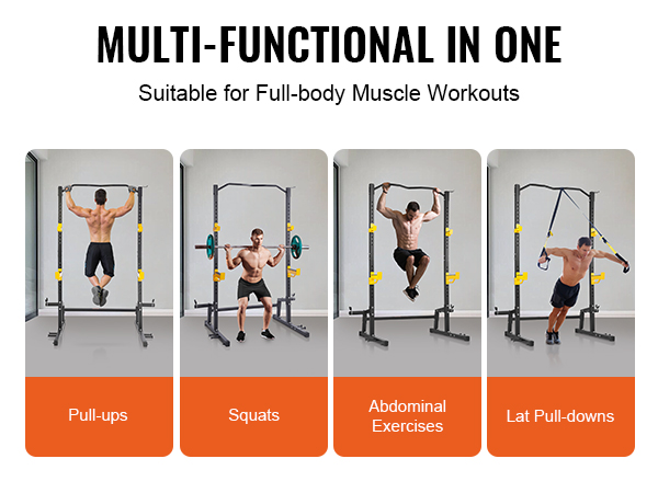 VEVOR Squat Stand Power Rack, Multi-Functional Power Rack with Pull up ...