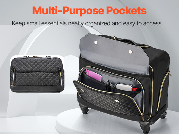 Rolling Laptop Bag 17.3 Inch Wheeled Computer Bag for Women & Men Black ...