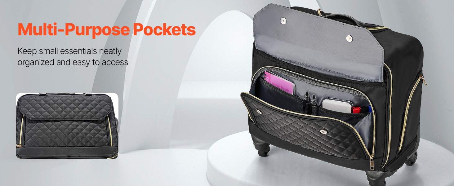 Rolling Laptop Bag 17.3 Inch Wheeled Computer Bag for Women & Men Black ...