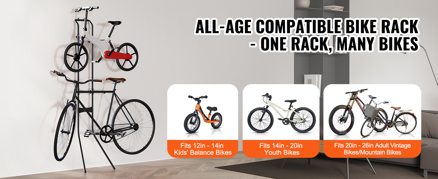 VEVOR 2 Bike Storage Rack, Free Standing Gravity Wall Vertical Bike ...