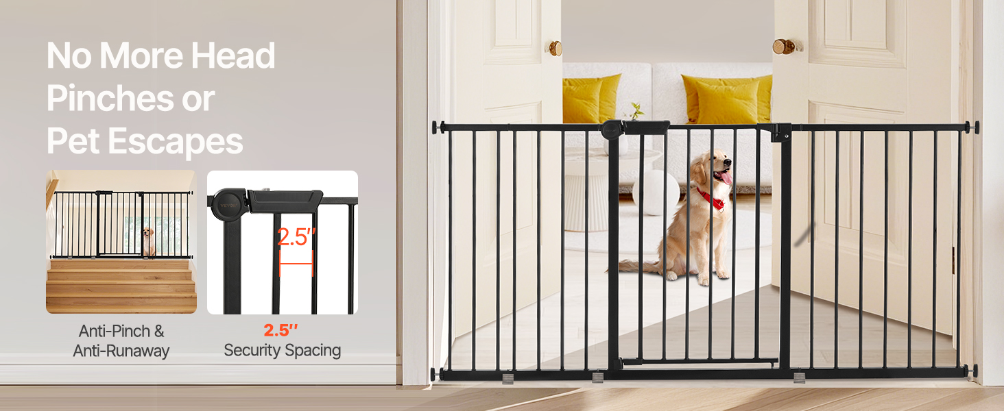 VEVOR Baby Gate 60.6-63.3 Inches Adjustable Width 30 Inches High Dog ...