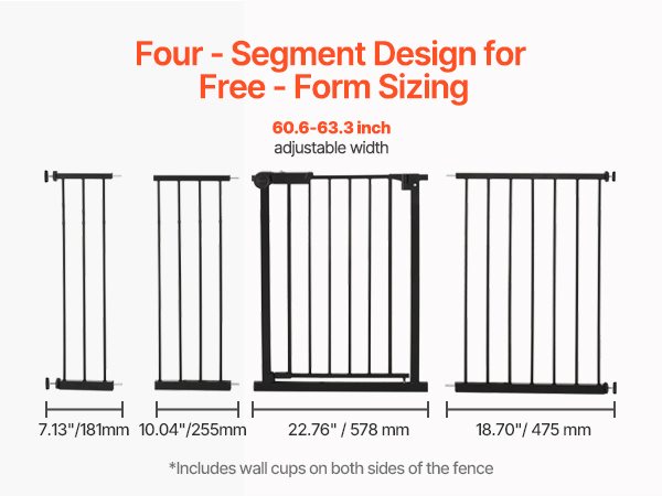 VEVOR Baby Gate 60.6-63.3 Inches Adjustable Width 30 Inches High Dog ...