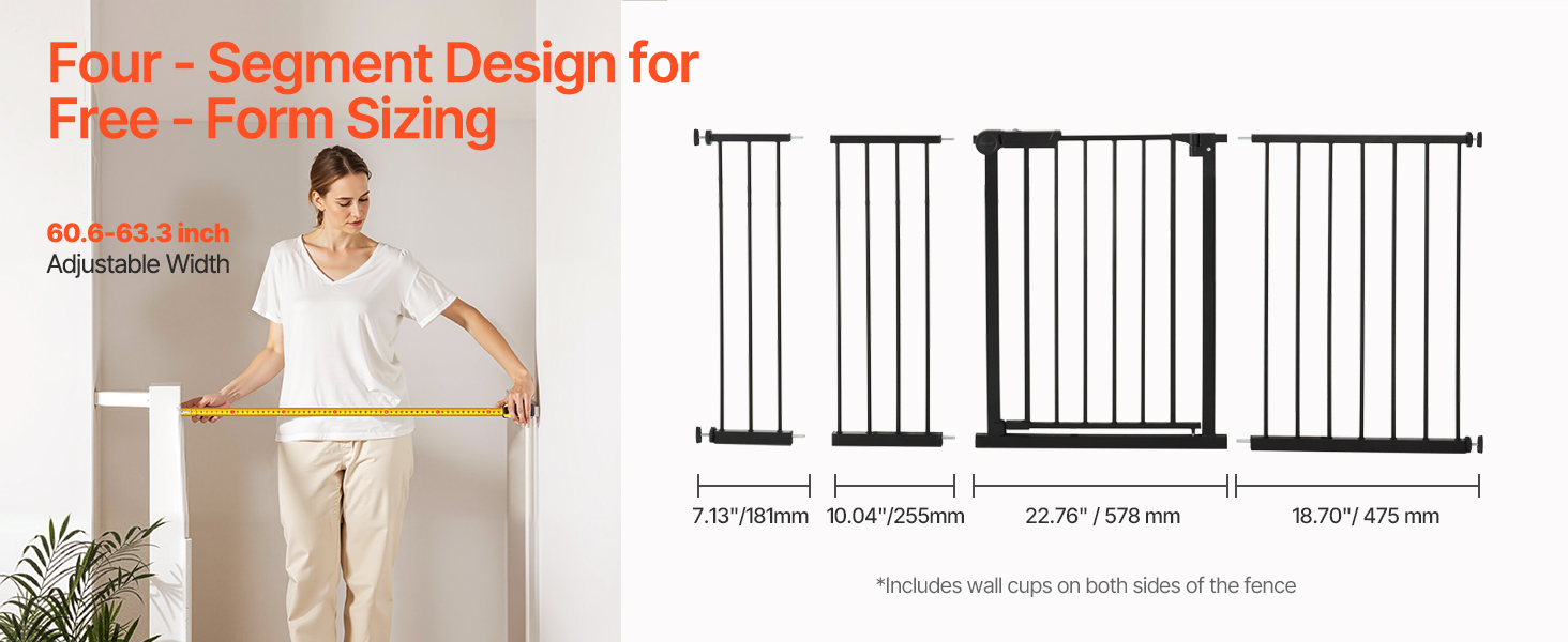 VEVOR Baby Gate 60.6-63.3 Inches Adjustable Width 30 Inches High Dog ...