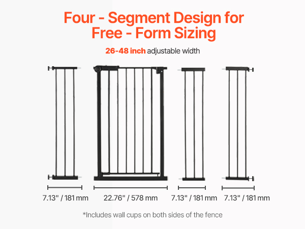Baby Gate 26-48 Inches Adjustable Width 36 Inches High Dog Gate Black ...