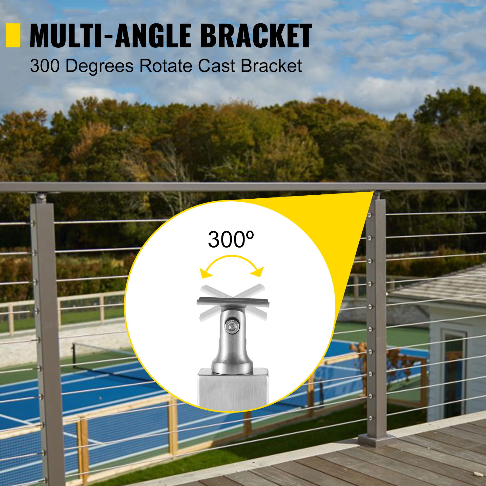VEVOR Cable Railing Post Level Deck Stair Post 42 x 0.98 x 1.97" Cable ...
