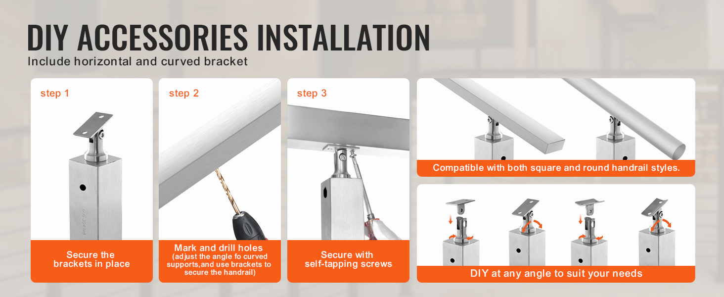 VEVOR Cable Railing Post 36x1x2in Horizontal Hole Deck Railing Post ...