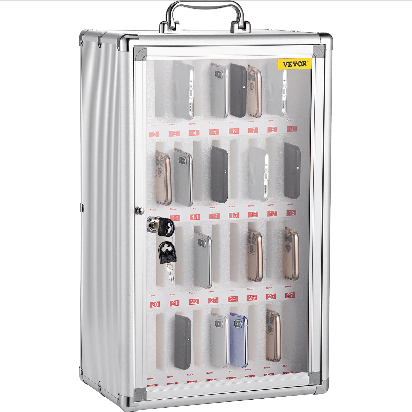 VEVOR 36 Slots Cell Phone Cabinet Silver Aluminum Alloy Pocket Chart ...