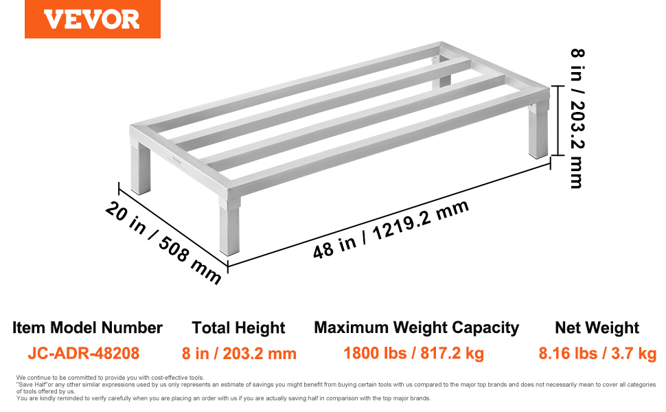 Newly Upgraded！VEVOR Aluminum Dunnage Rack Stationary Dunnage Rack 48 ...
