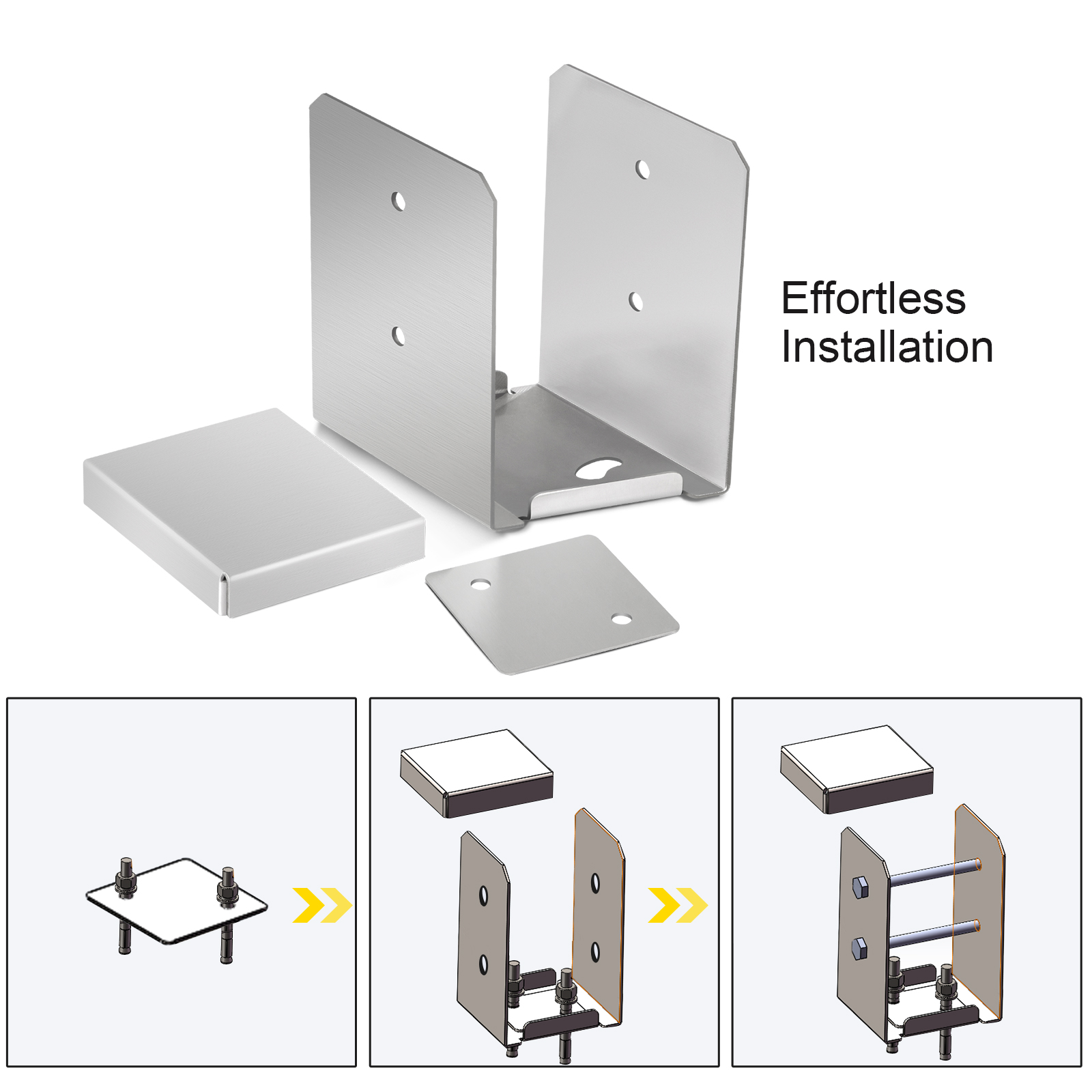 VEVOR Standoff Post Base Inner Size 5.71 x 5.2" (Use for 6 x 6") 316 ...