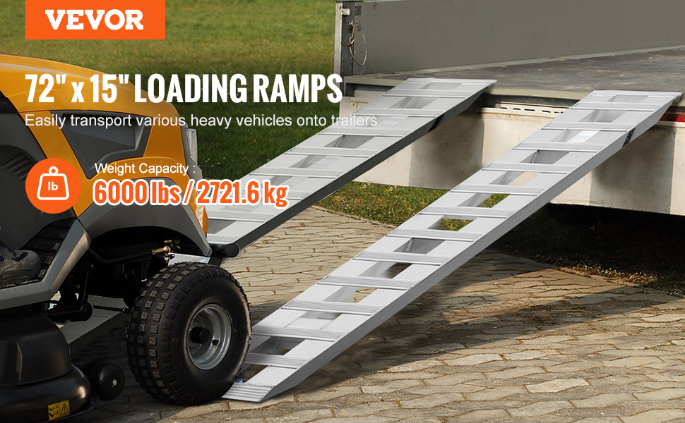 VEVOR 72" x 15" Aluminum Ramps 6000 LBS Capacity Loading Ramps 2PCS ...