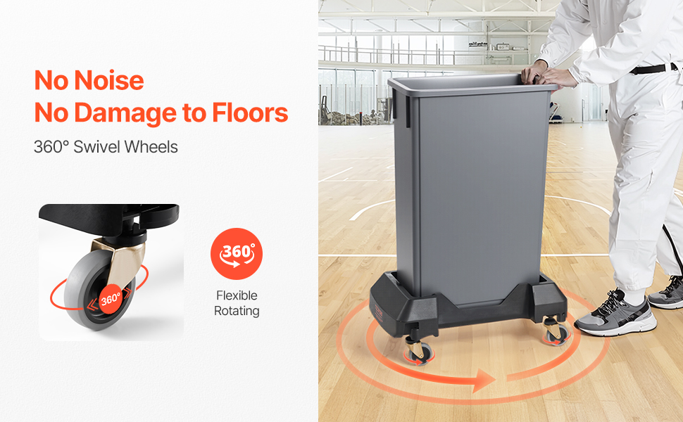 VEVOR Slim Trash Can Dolly with Wheel Fit 16/23 Gal Containers 200lbs ...