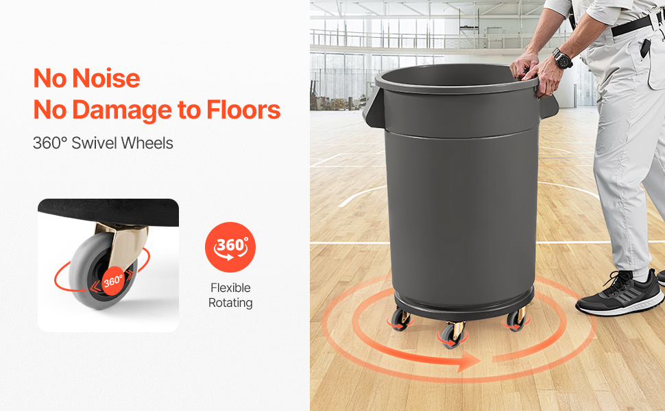 Round Trash Can Dolly Fit 20, 32, 44, 55 Gal Garbage Container 500lbs ...