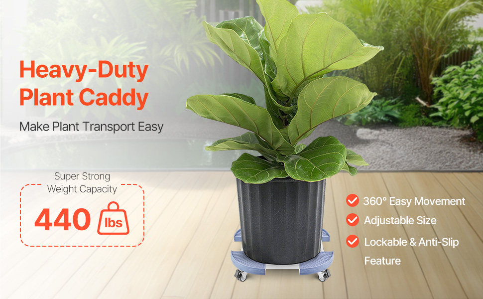 VEVOR Round Trash Can Dolly with Wheels 15-22.8 in Adjustable Plastic ...