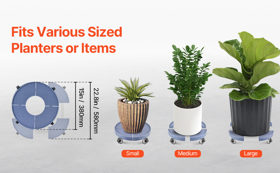 VEVOR Round Trash Can Dolly with Wheels 15-22.8 in Adjustable Plastic ...