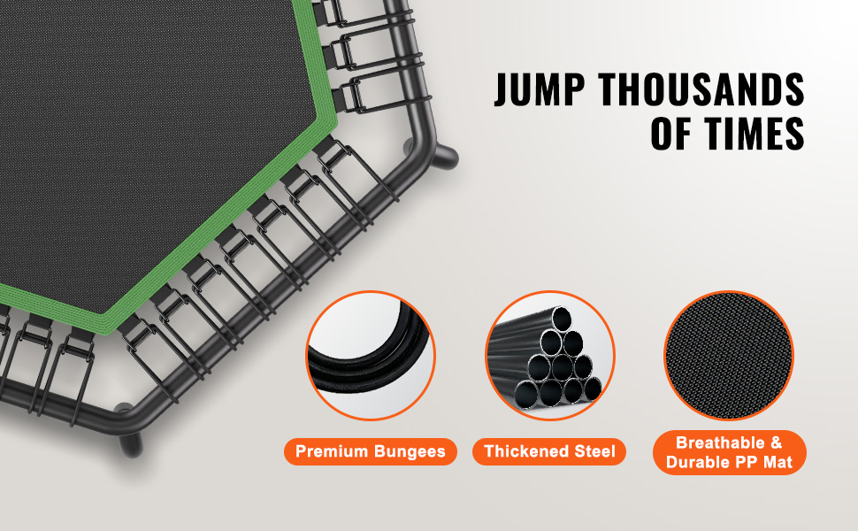 VEVOR 54.5" Mini Fitness Trampoline Adults Indoor Exercise Rebounder ...