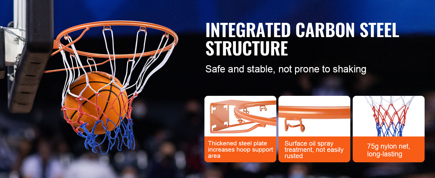 VEVOR Basketball Rim, Wall Door Mounted Basketball Hoop, Heavy Duty ...