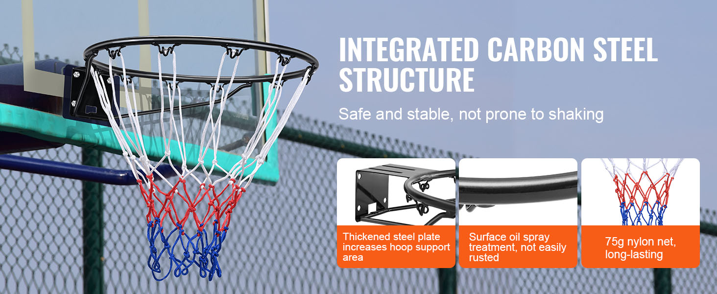 VEVOR Basketball Rim, Wall Door Mounted Basketball Hoop, Heavy Duty ...