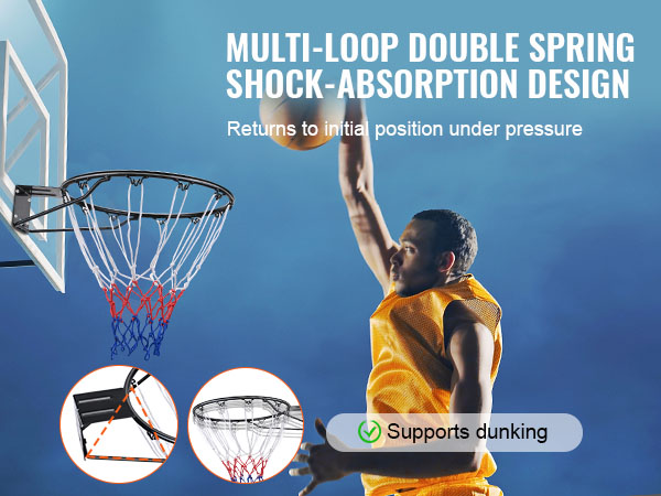 VEVOR Basketball Rim, Wall Door Mounted Basketball Hoop, Heavy Duty ...