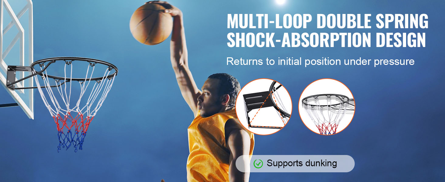 VEVOR Basketball Rim, Wall Door Mounted Basketball Hoop, Heavy Duty ...