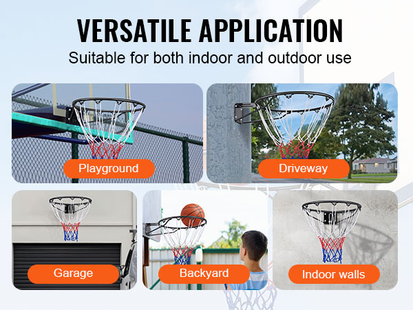 VEVOR Basketball Rim, Wall Door Mounted Basketball Hoop, Heavy Duty ...