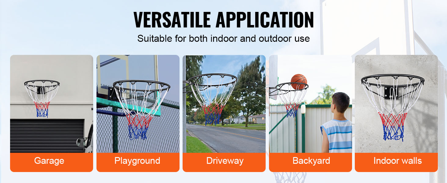 VEVOR Basketball Rim, Wall Door Mounted Basketball Hoop, Heavy Duty ...