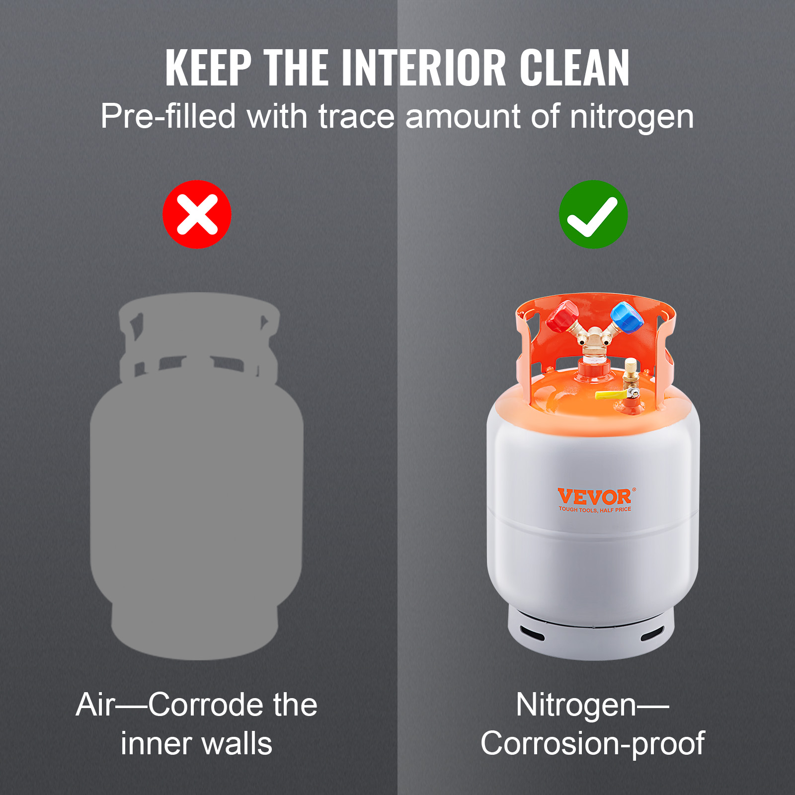 VEVOR Refrigerant Recovery Tank, 50 LBS Capacity, 400 psi Portable ...