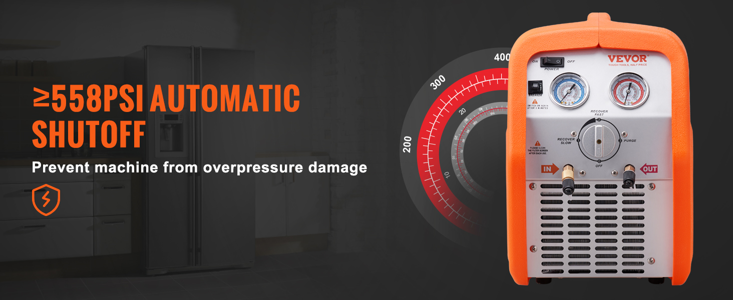 VEVOR 1 HP Refrigerant Recovery Machine - Dual Cylinder Portable AC ...