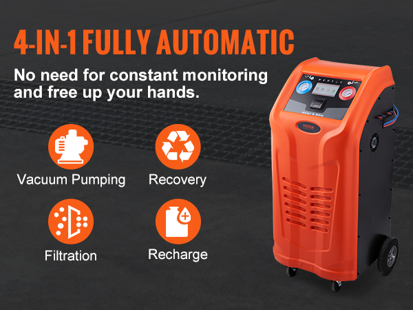 VEVOR Fully Automatic Refrigerant Recovery Machine - Dual Cylinder AC ...