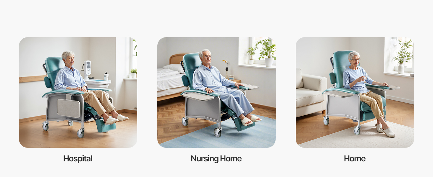 VEVOR Geri Chair Recliner 4-Position Reclining Geri Chair with Trays ...