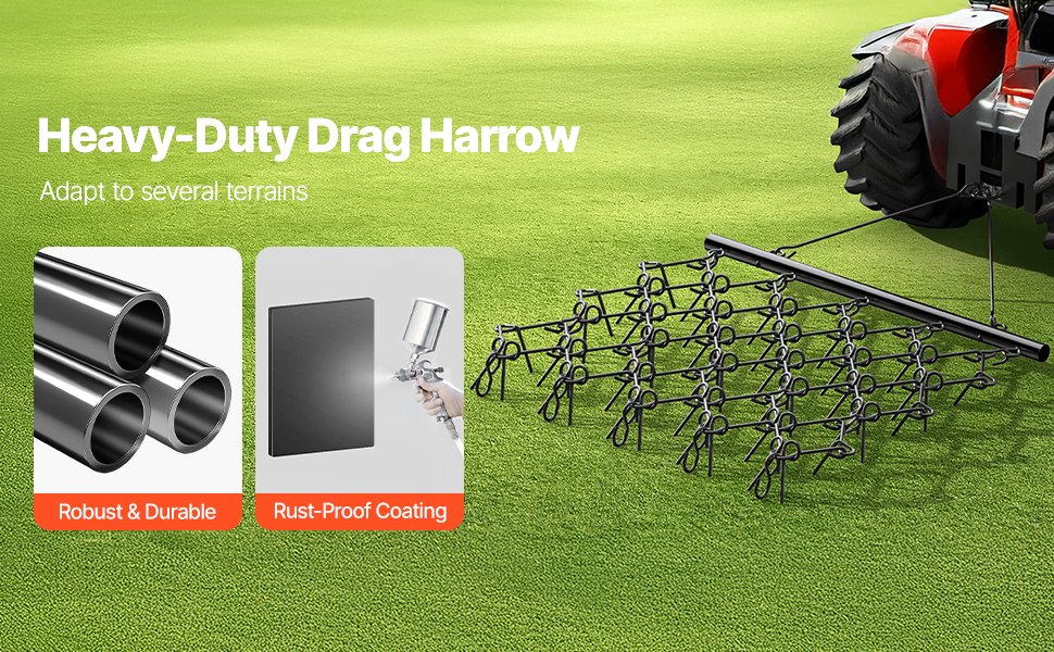 VEVOR Drag Harrow 5.8 x 4.8 ft Chain Harrow ATV Lawn Rake for Landscape ...