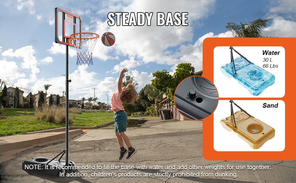 VEVOR Basketball Hoop, 5-7 ft Adjustable Height Portable Backboard ...