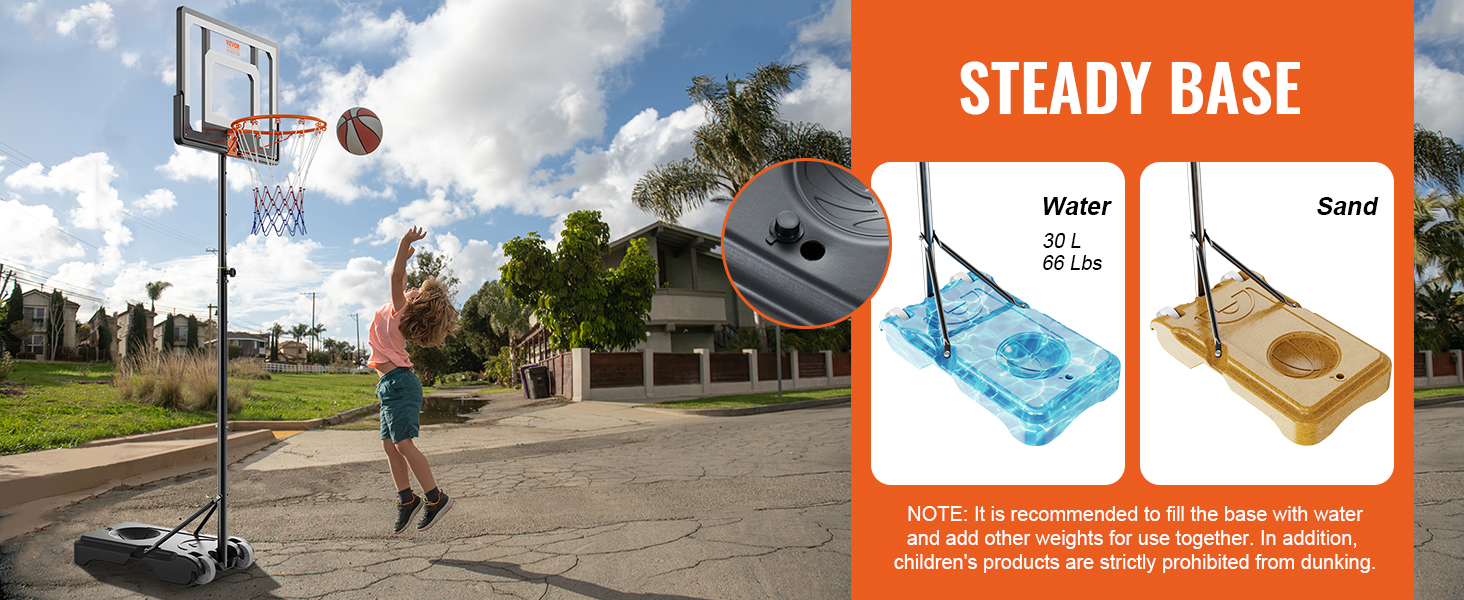 VEVOR Basketball Hoop, 5-7 ft Adjustable Height Portable Backboard ...