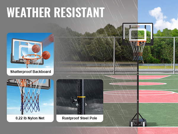 VEVOR Basketball Hoop, 5-7 ft Adjustable Height Portable Backboard ...
