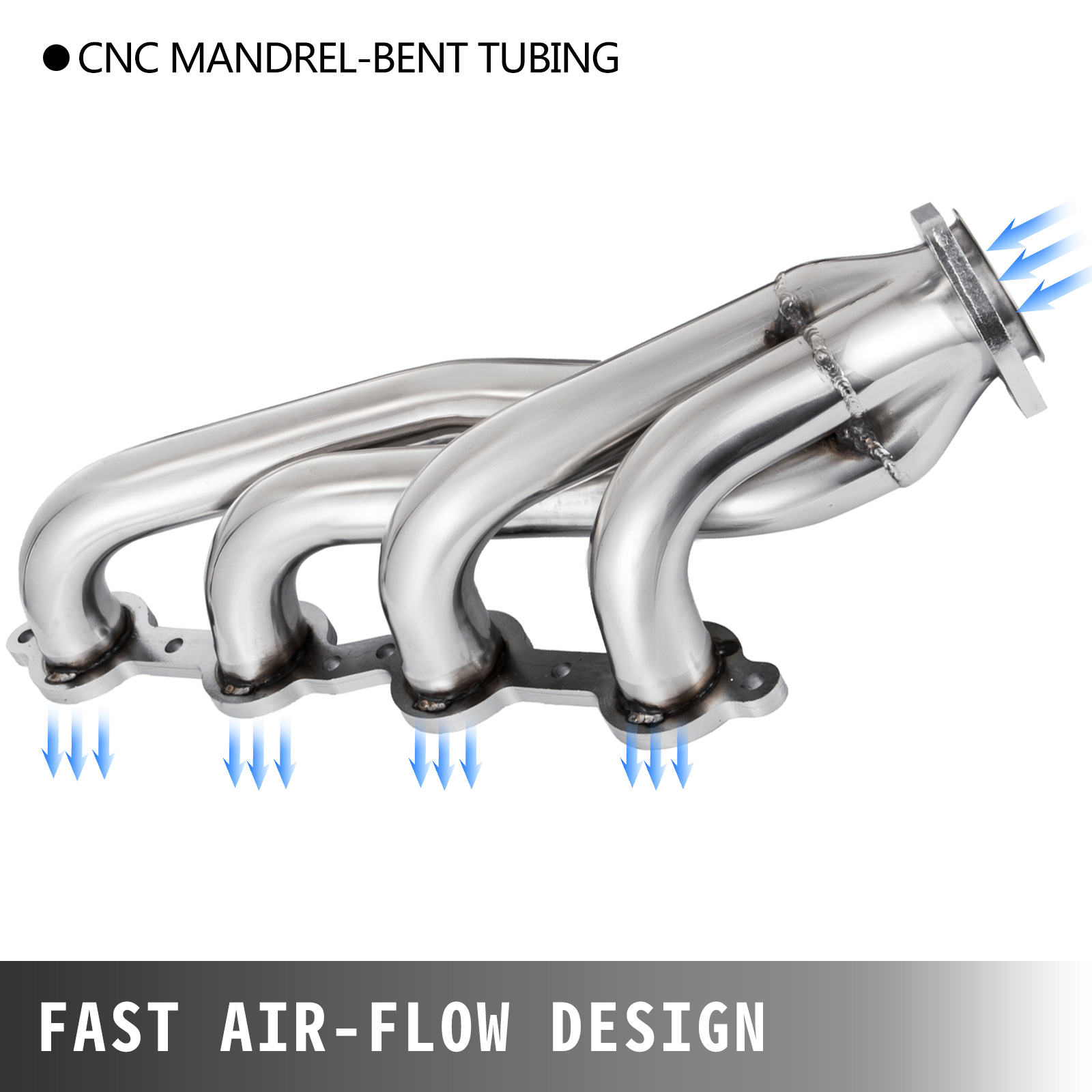 VEVOR Exhaust Header Set 1 5/8" Exhaust Turbo Headers, Stainless Steel ...