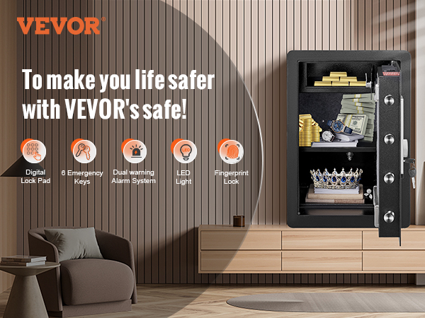 VEVOR Safe, 2.2 Cubic Feet Home Safe, Steel Security Safe with ...