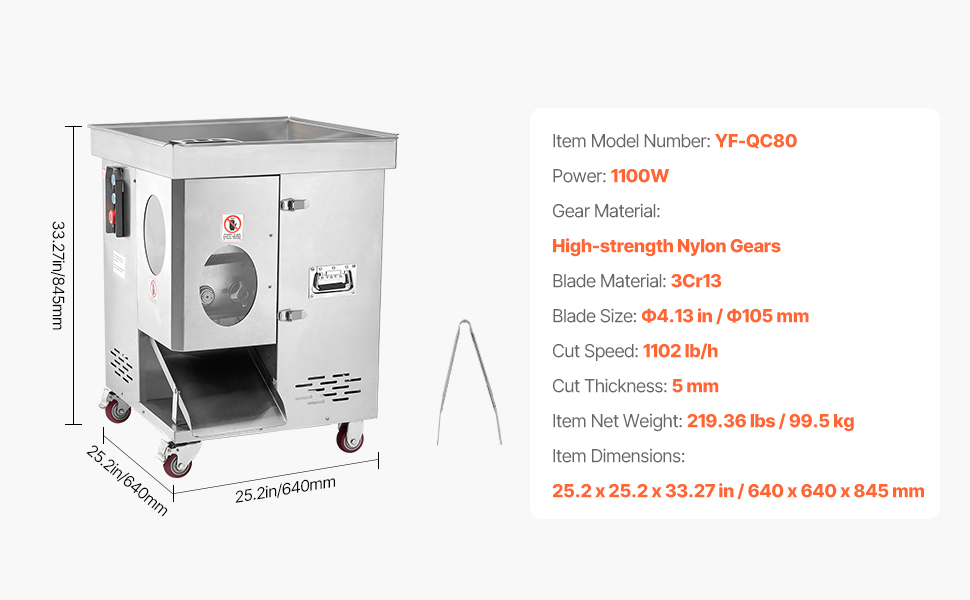Electric Meat Cutter Machine 1100W Commercial Cutter Meat Slicer for ...