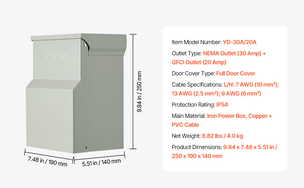 VEVOR Temporary Power Outlet Panel RV Electrical Panel 20 30 Amp RV ...