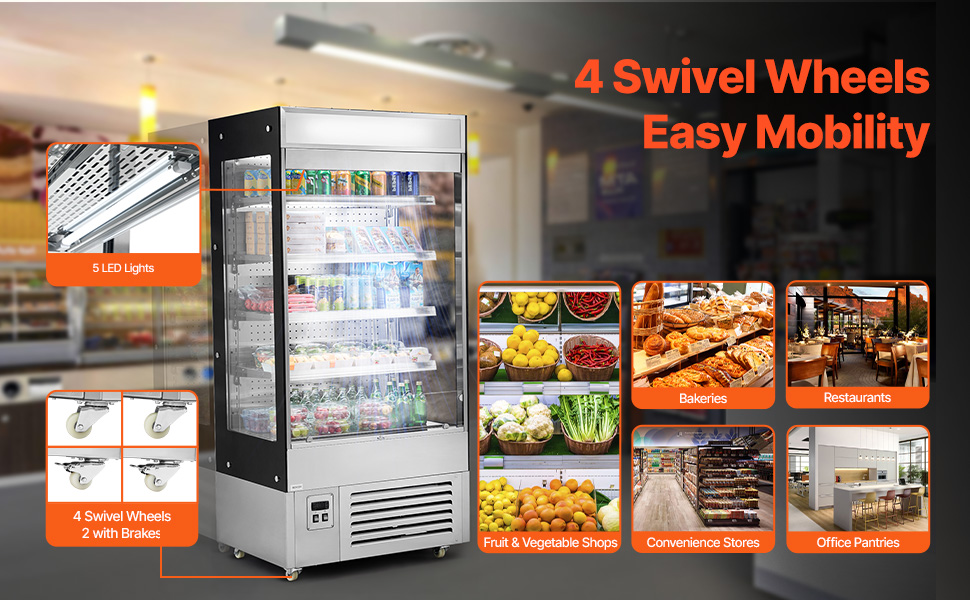 Open Air Merchandiser 4-Tier Display Cooler with Air Curtain 18.4cu.ft ...