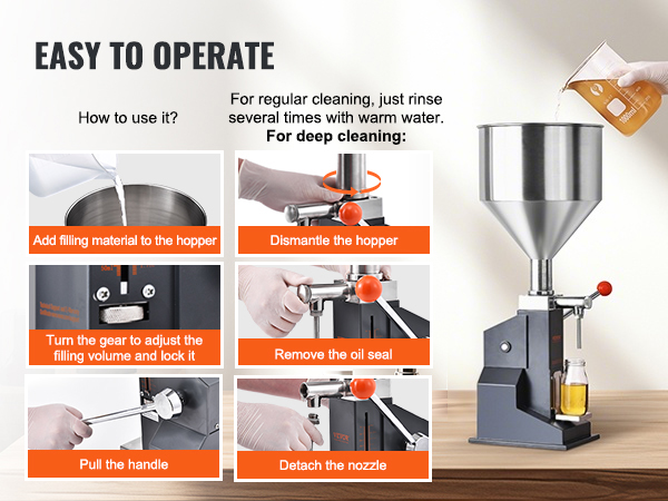 VEVOR Manual Paste Liquid Filling Machine, 5-50ml Bottle Filler, Adjustable Bottle Filling ...