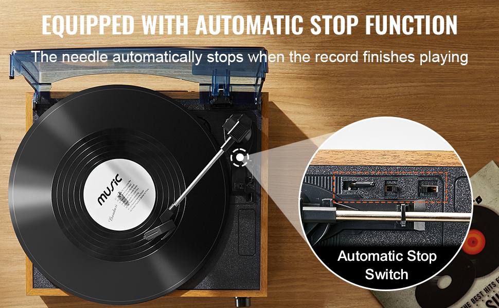 VEVOR Vinyl Record Player, 3-Speed, Belt Driven Turntable Record Player ...