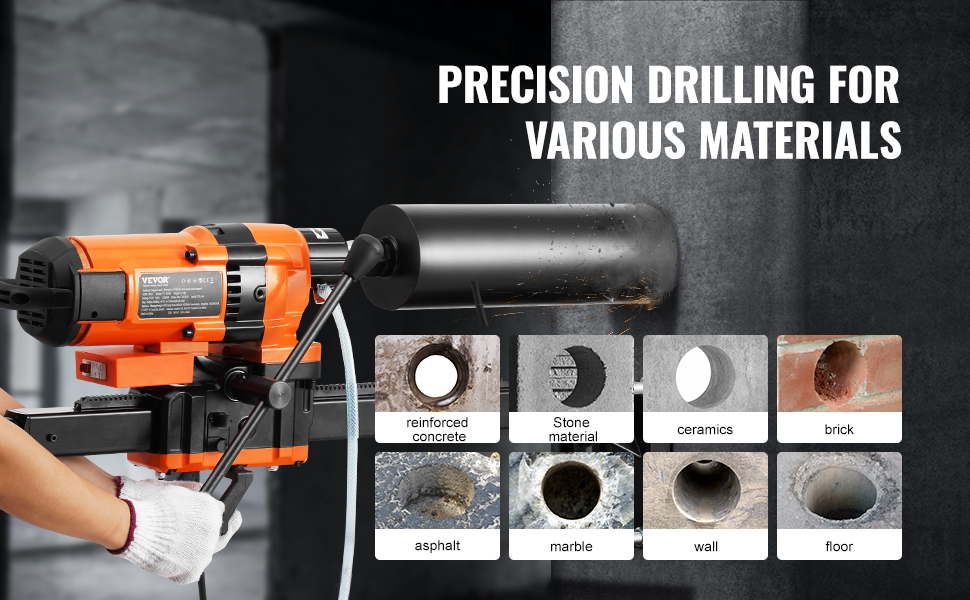 VEVOR Core Drill Machine 0.8-11.8in Dia 3500W Diamond Core Drill Rig ...