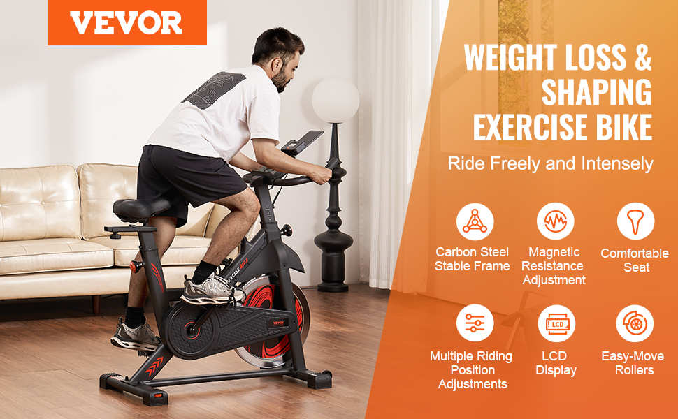 VEVOR Exercise Bike Magnetic Resistance Stationary Bike Indoor Cycling ...