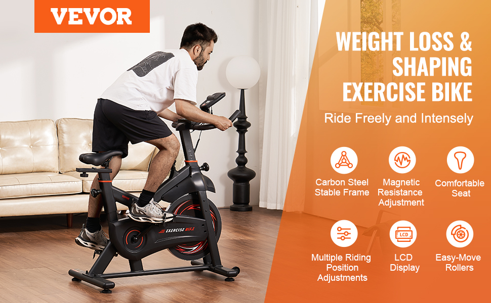 VEVOR Exercise Bike Magnetic Resistance Stationary Bike Indoor Cycling ...