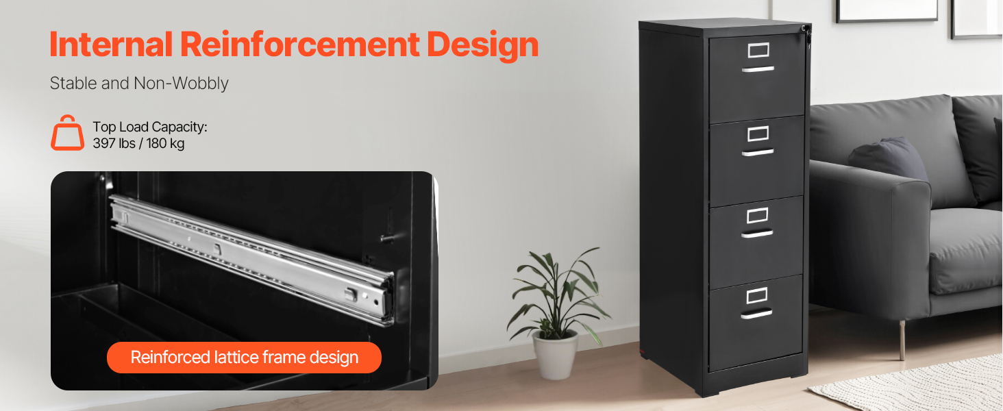 VEVOR 4 Drawer File Cabinet Metal Vertical Cabinet with Lock for Home ...