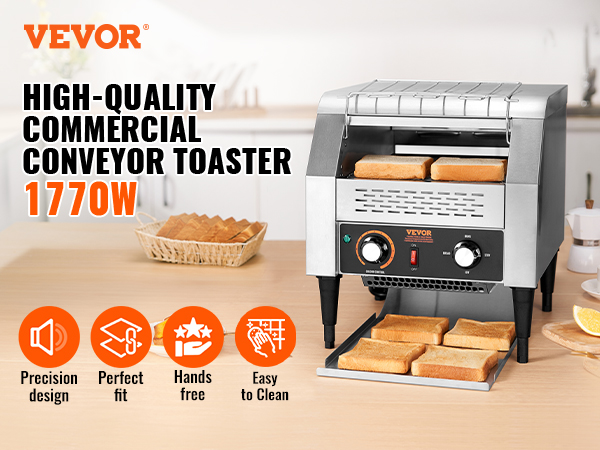 VEVOR Commercial Conveyor Toaster, 300 Slices/Hour Conveyor Belt ...