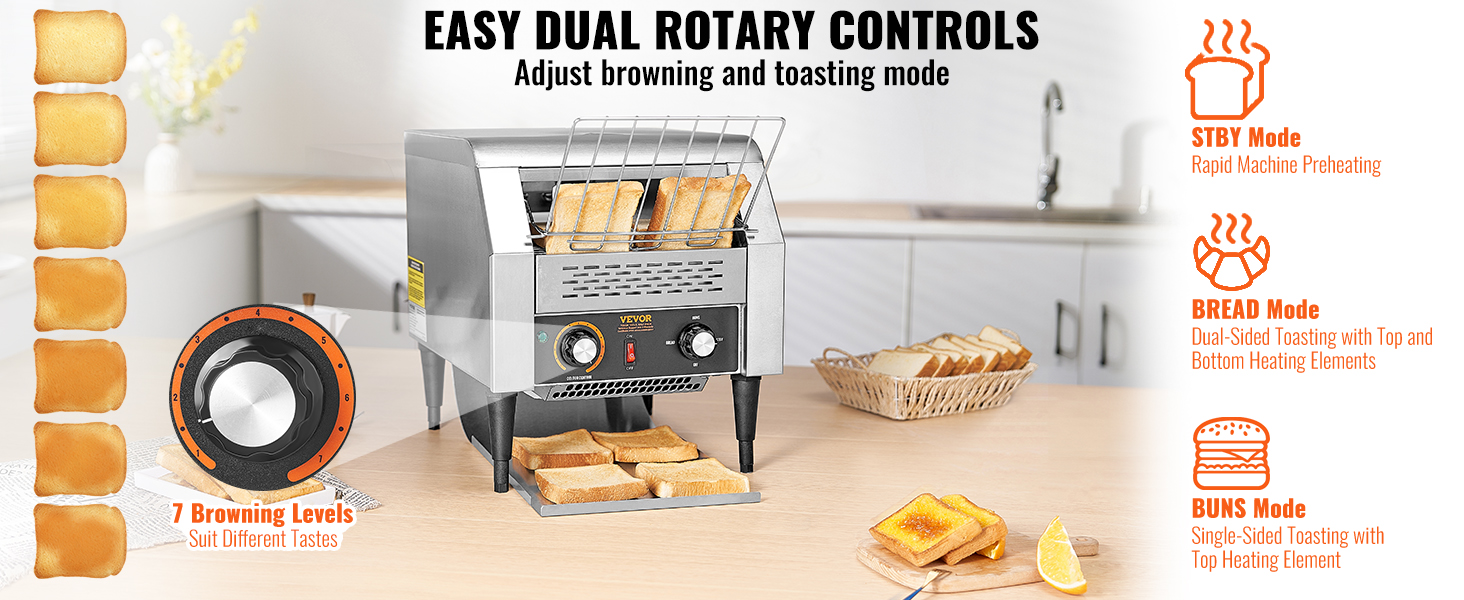 VEVOR Commercial Conveyor Toaster, 300 Slices/Hour Conveyor Belt ...