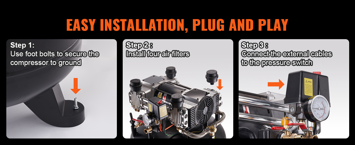 VEVOR 80 Gallon Air Compressor, 6.5HP 15.5SCFM@90 PSI, 2-Stage 145PSI ...